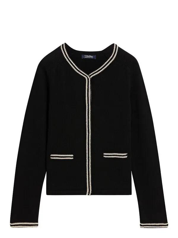Max Mara Embroidered Cotton Cardigan - Black