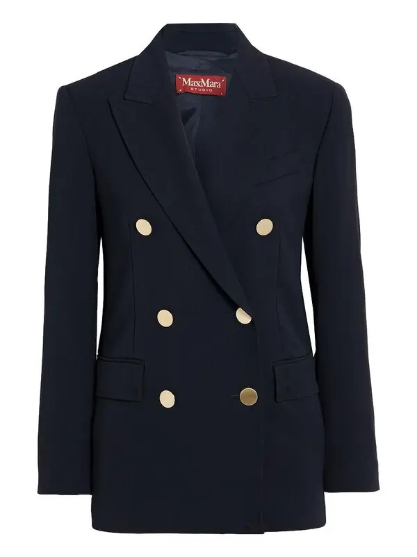 Max Mara Edicola Double-breasted Wool Twill Blazer - Navy