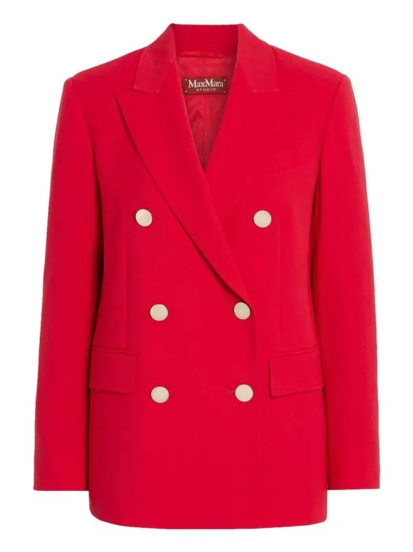Max Mara Edicola Double-breasted Wool Twill Blazer - Red