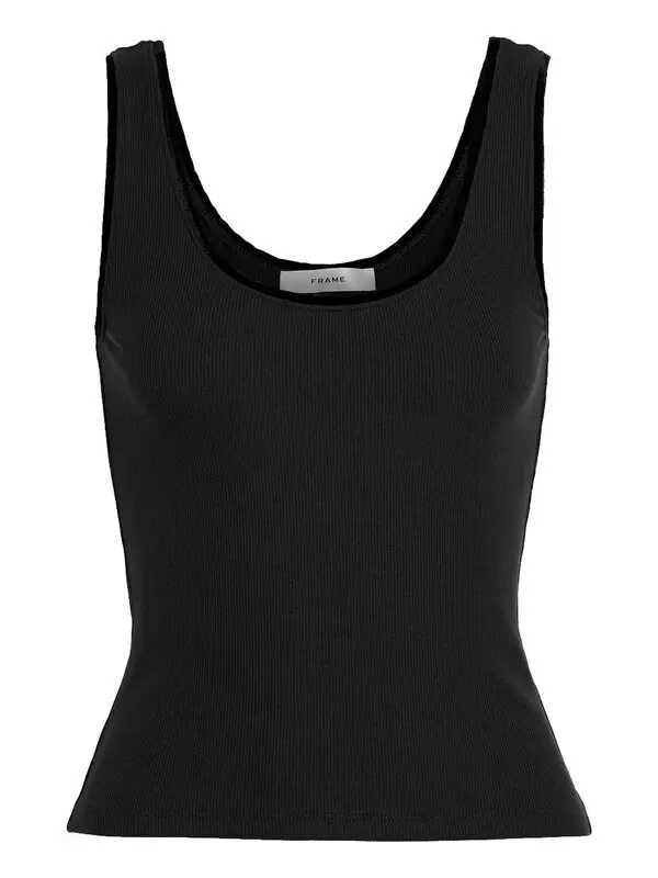 FRAME Stretch-modal Ribbed Tank - Black