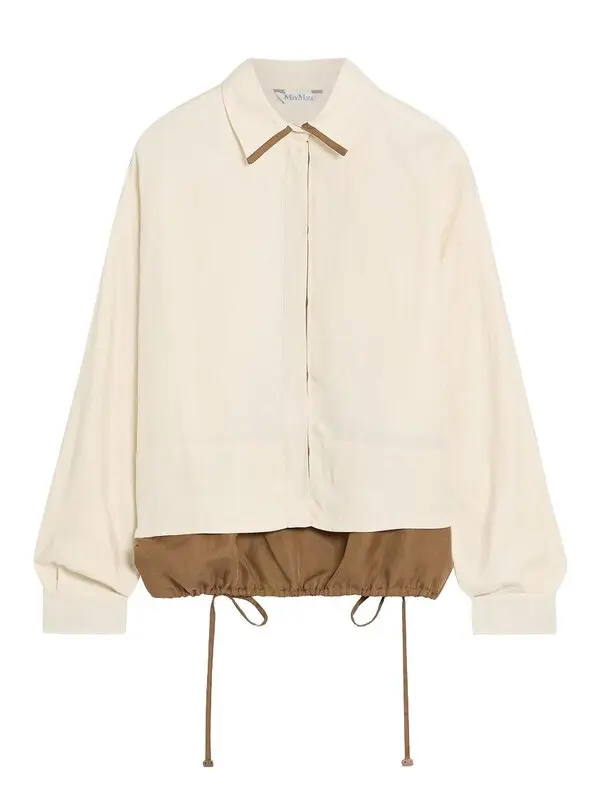 Max Mara Biacca Twotone Linen And Silk-blend Twill Shirt - Ivory