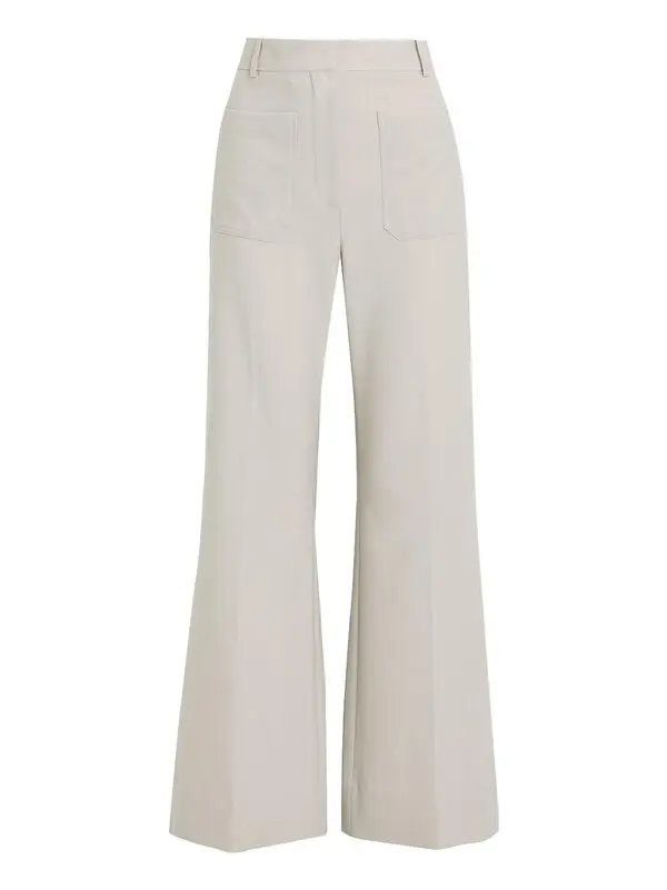 Victoria Beckham Twill Wide-leg Trousers - Stone