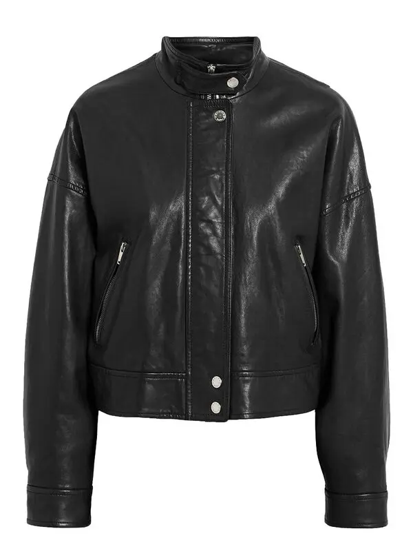 Max Mara Leather Biker Jacket - Black