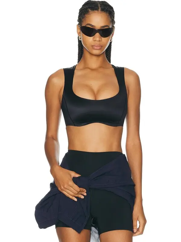 NIKESKIMS Shine Open Scoop Bra In Black - Obsidian