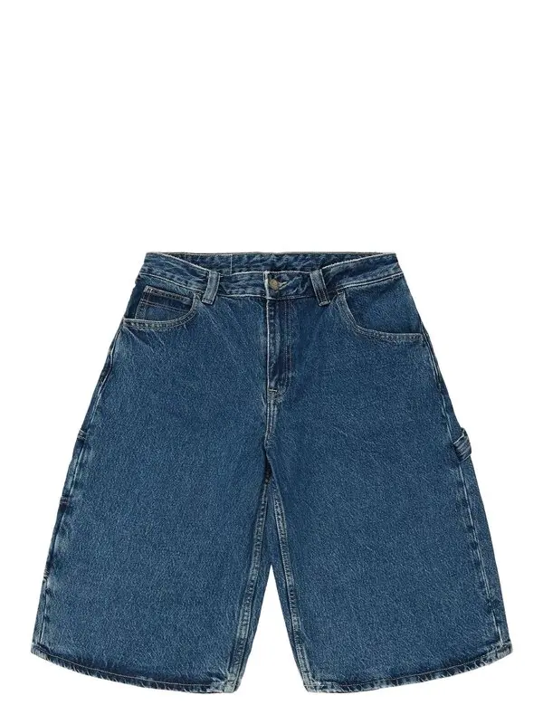DR. DENIM Bree Worker Denim Shorts Wide Leg, Mid Rise, Retro Style - Blue