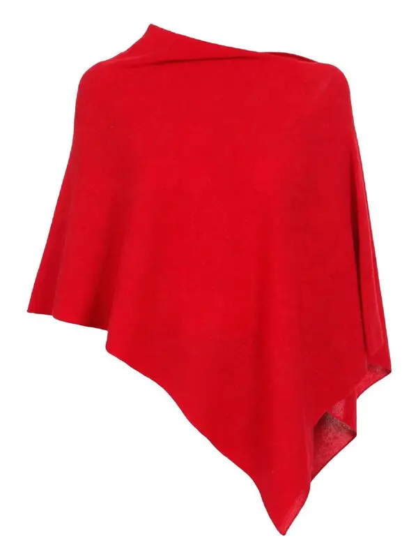 I ROCCHI CASHMERE Lightweight Pure Cashmere Poncho - Red