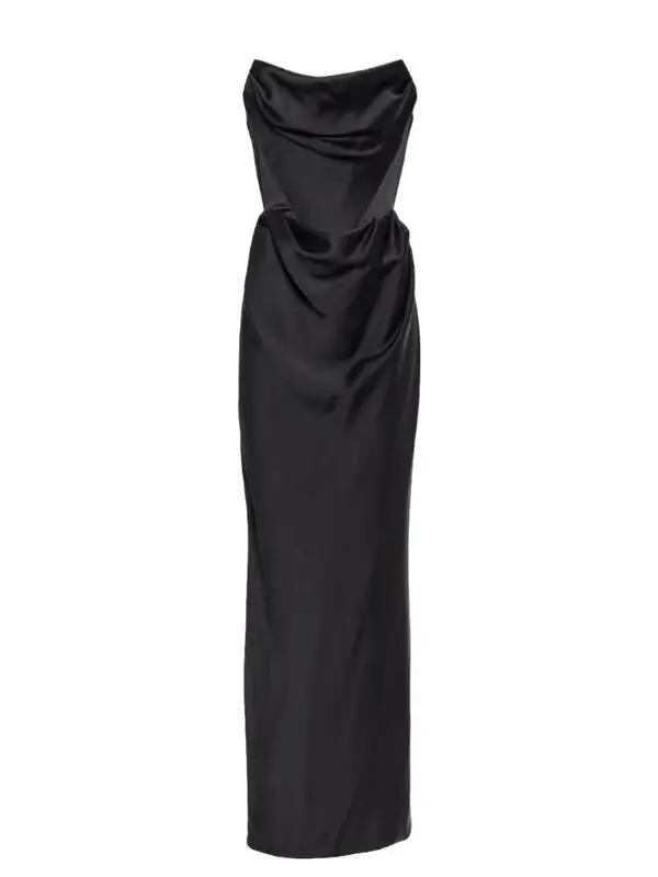 VIVIENNE WESTWOOD Off-shoulder Draped Satin Gown - Black