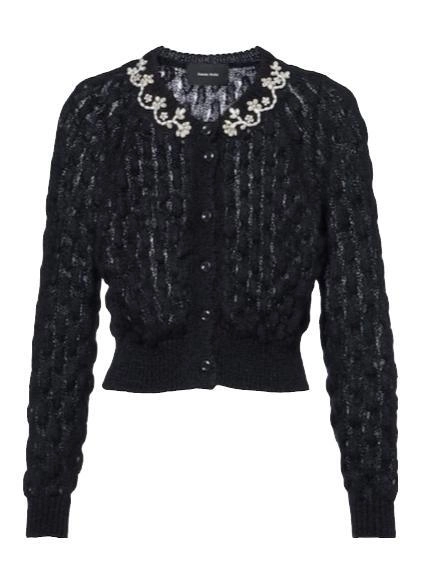 Simone Rocha Embellished Mohair-blend Cardigan - Black