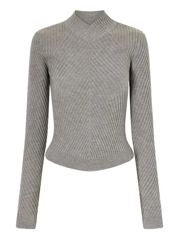 Victoria Beckham Georgia Ribbed Merino Wool Sweater - Grey