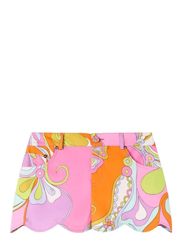 Emilio Pucci Scalloped Shorts With Iride Print - Multicolor