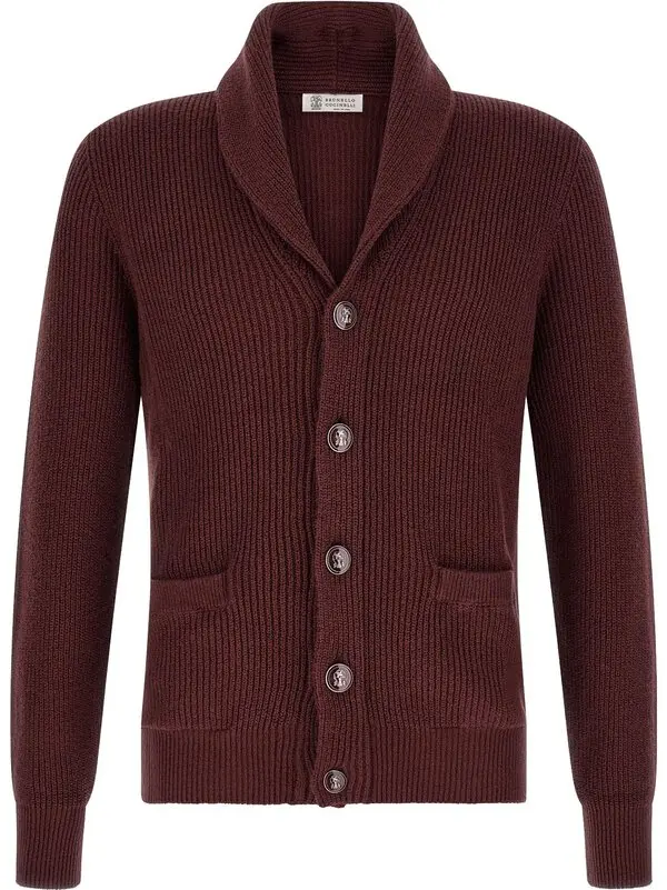 Brunello Cucinelli Malfile Shawl Collar Cardigan - Red