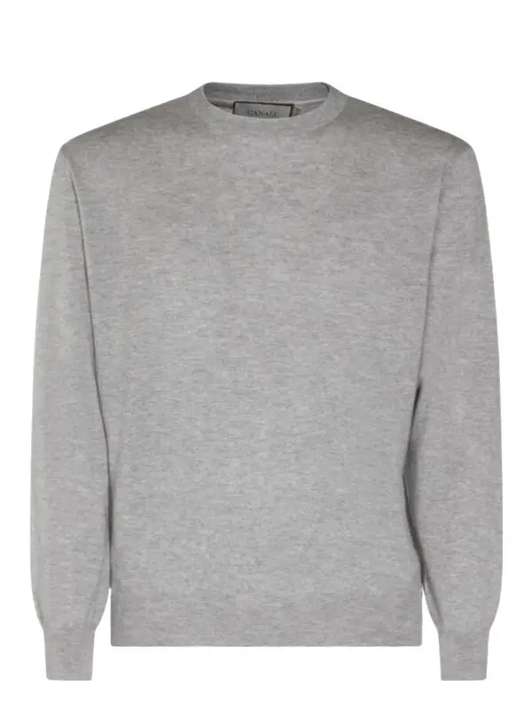 Canali Crew Neck Cashmere Sweater - Grey