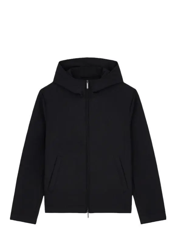 Emporio Armani Seersucker Blouson Jacket With Down And Feather Padding - Black