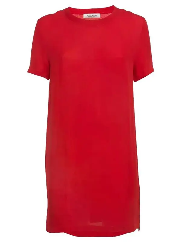 Valentino Garavani Silk Crewneck Short-sleeve Mini Dress - Red