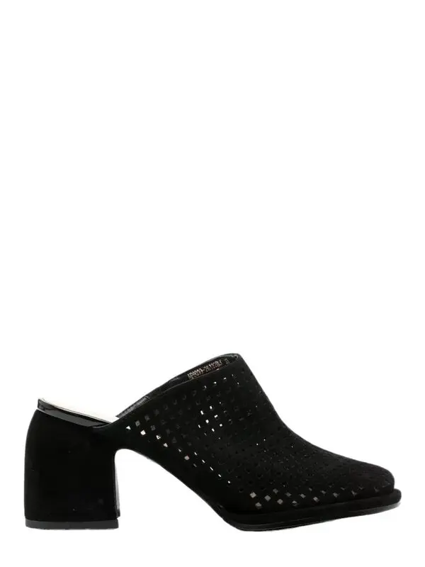 ADRIANNA FERETTI Perforated Block-heel Mules - Black