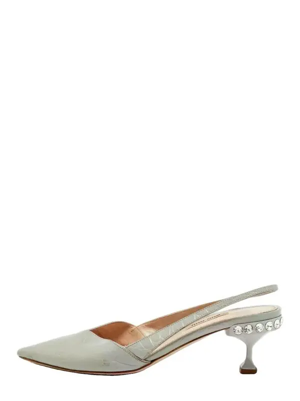 Miu Miu Croc-embossed Slingback Pumps - Blue