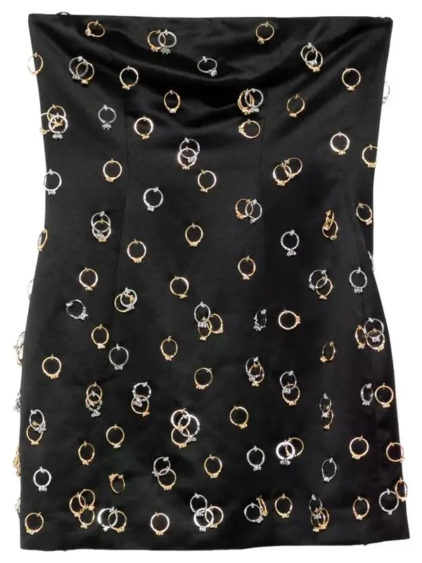 Cynthia Rowley Ring Embellished Strapless Mini Dress - Black