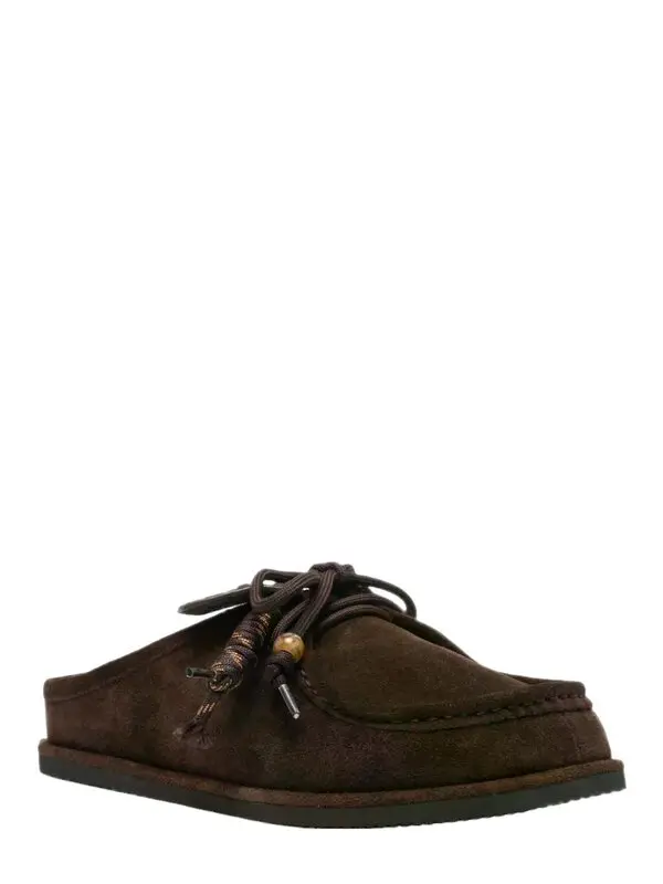 ADRIANNA FERETTI Embellished Suede Mules - Brown