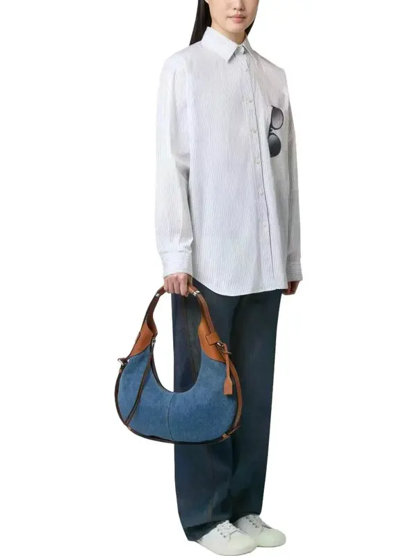 Moschino Denim Shoulder Bag With Leather Trim - Blue