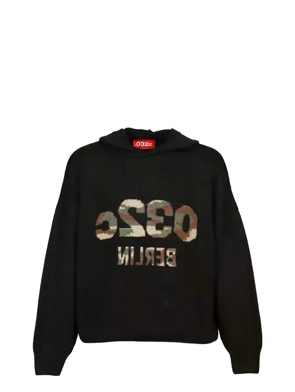 032C Camouflage Pattern Hoodie - Black