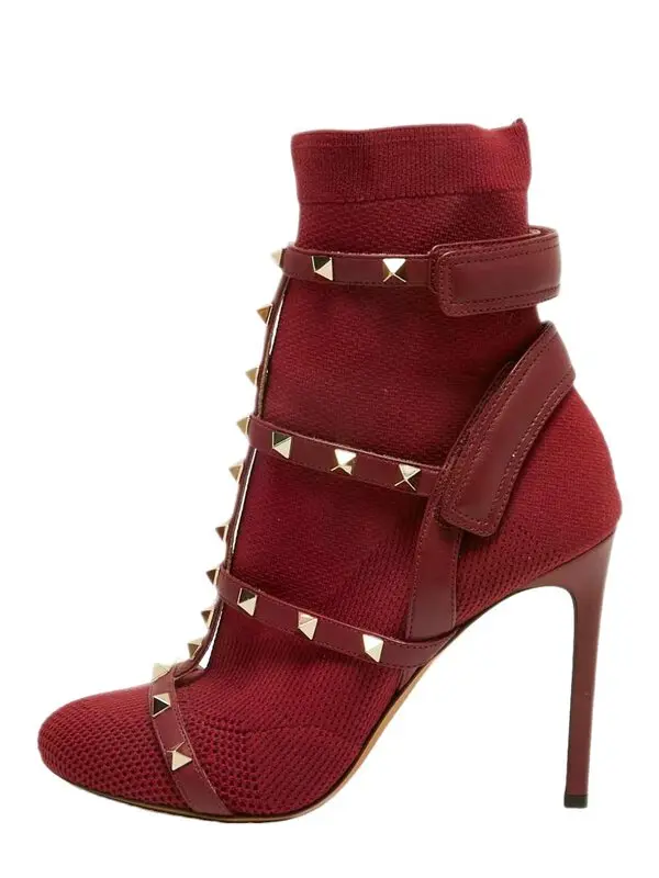 Valentino Garavani Rockstud Ankle Boots - Red
