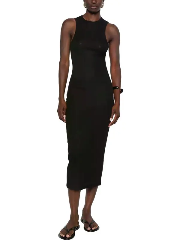 Wardrobe.NYC Ribbed Knit Sleeveless Midi Dress - Black