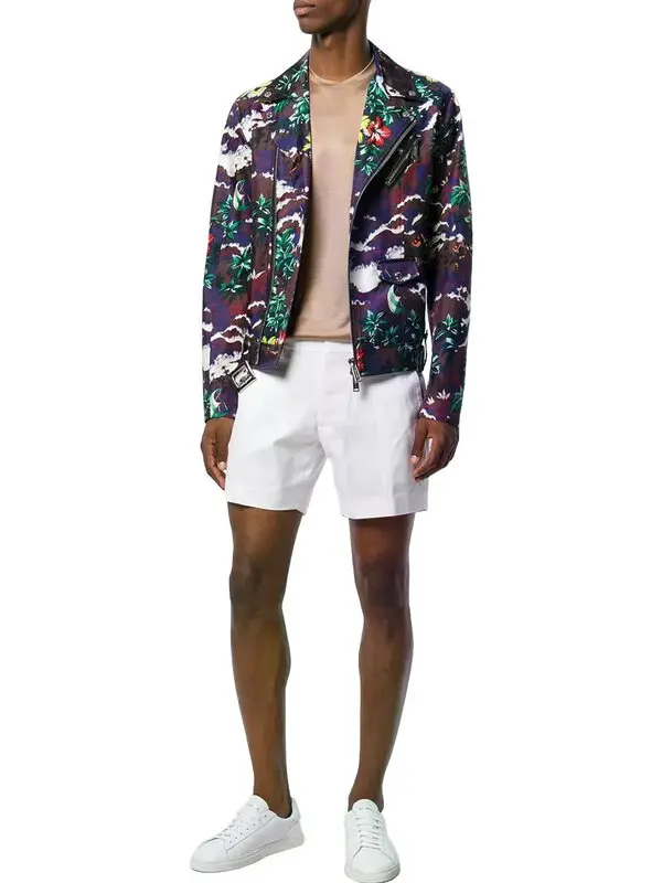 Dsquared2 Tropical Print Biker Jacket - Multicolour