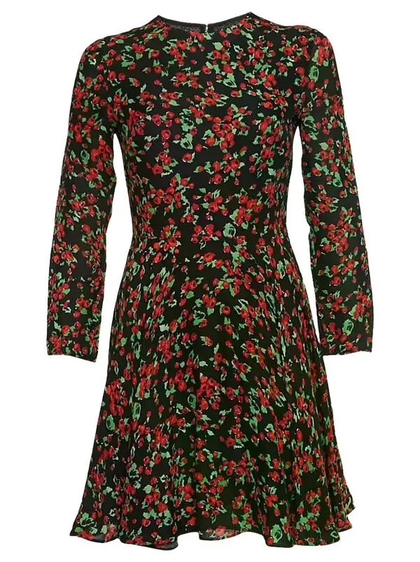 Valentino Garavani Floral-print Silk Mini Dress - Black