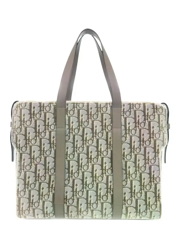 Dior Large Oblique Wool Corolle Tote Bag - Neutrals