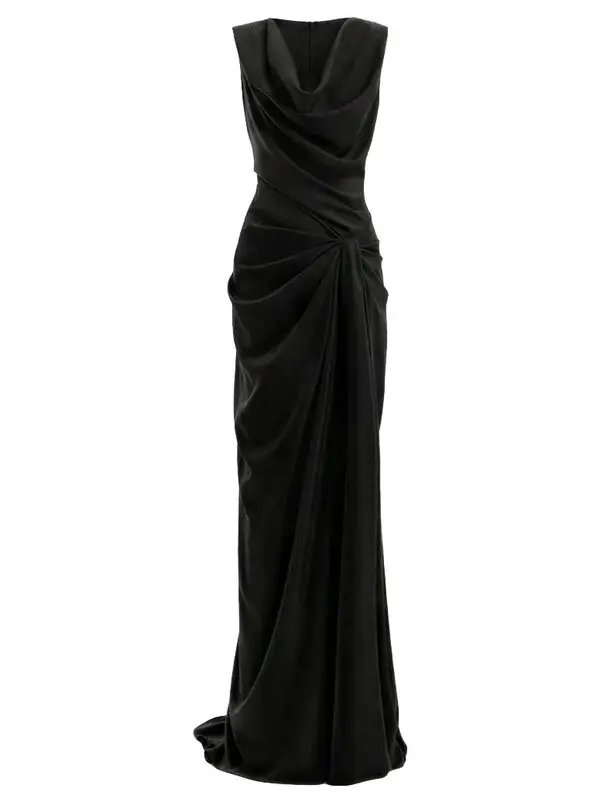 GEMY MAALOUF Sleeveless Draped Dress - Black