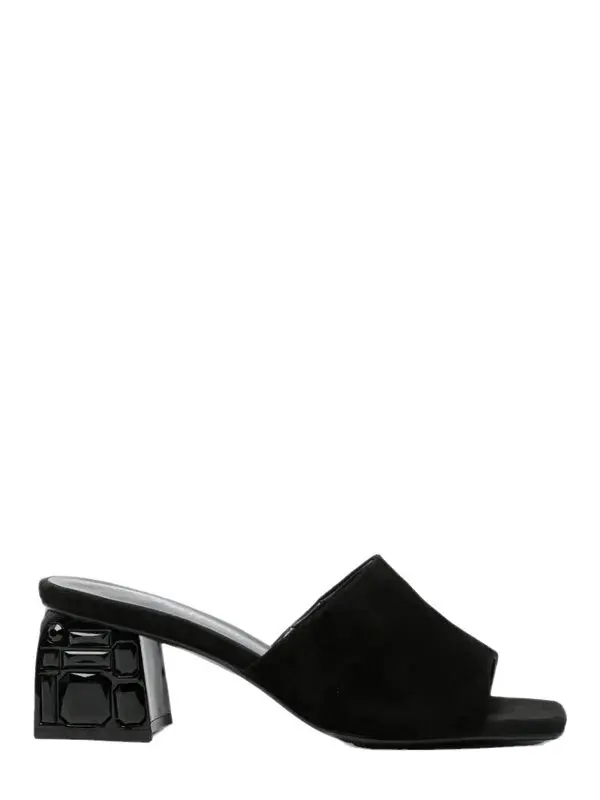 ADRIANNA FERETTI Adrianna Ferretti Crystal Embellished Block Heel Sandals - Black