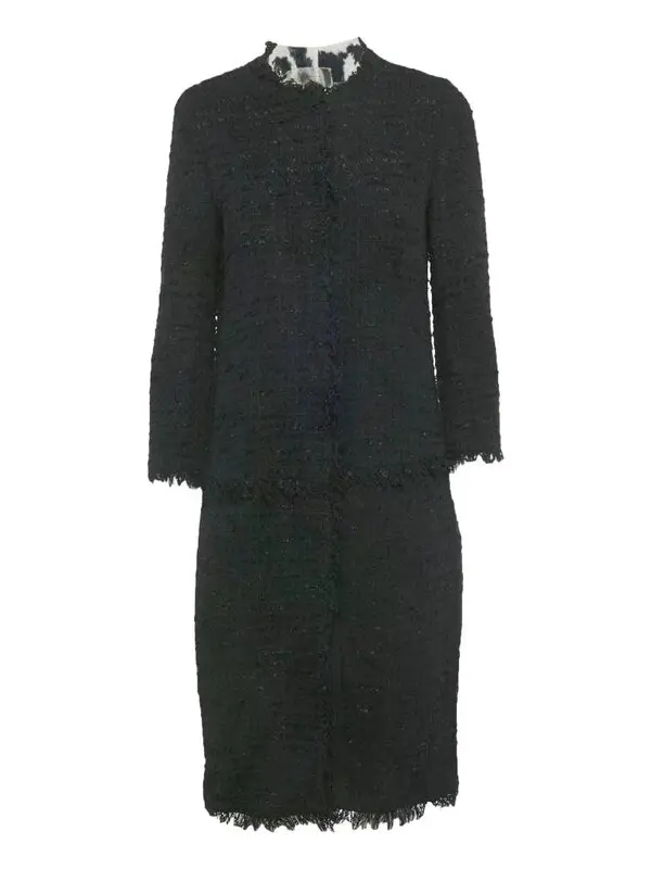 Giambattista Valli Frayed Tweed Coat - Black