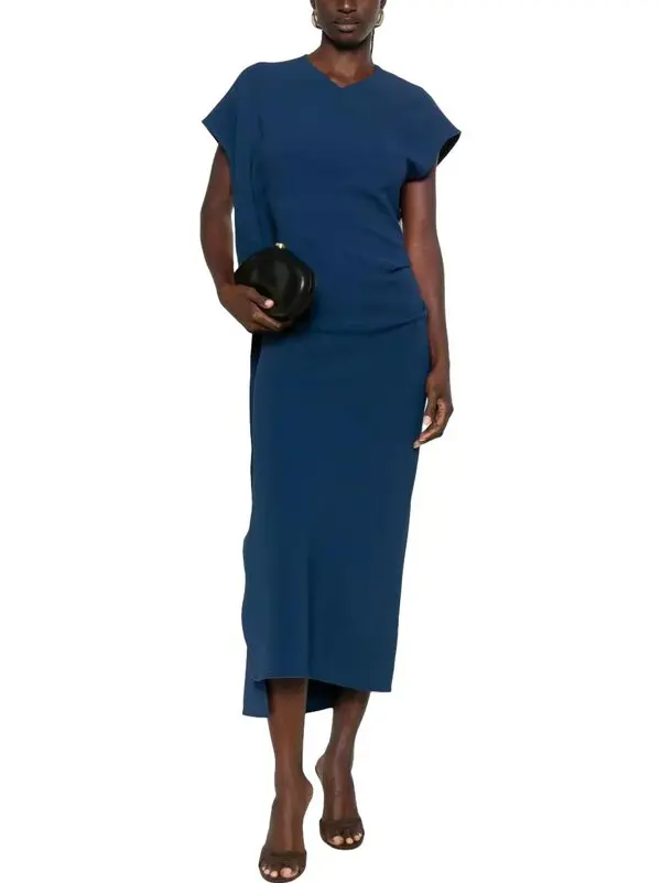 Victoria Beckham Draped-detail Midi Dress - Blue