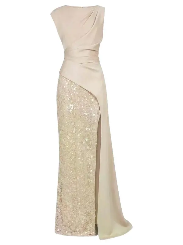 GEMY MAALOUF Asymmetrical Sequin-embellished Dress - Neutrals