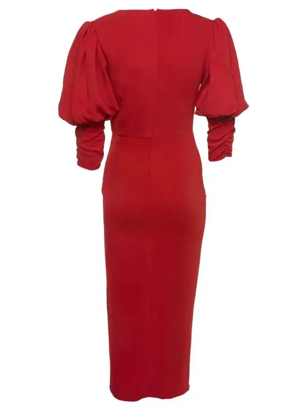 SELF-PORTRAIT Draped Midi Dress - Red