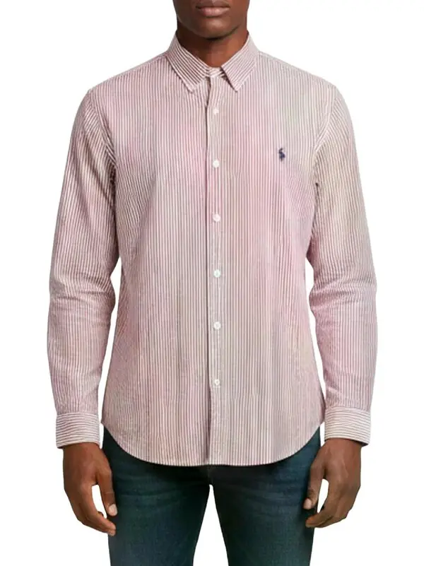 Ralph Lauren Striped Button-up Shirt - Red