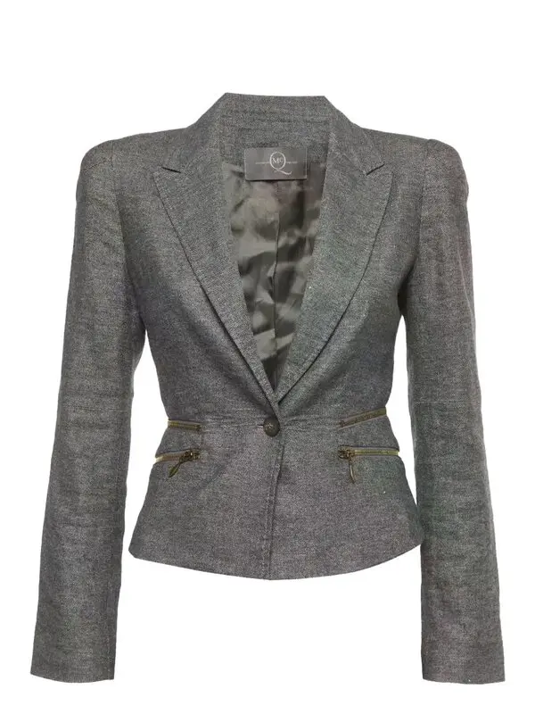 Alexander McQueen Cropped Blazer With Zip Detail - Grey