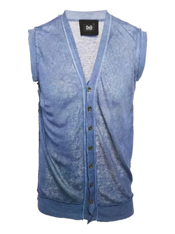 Dolce & Gabbana Ombré-effect V-neck Sweater Vest - Blue