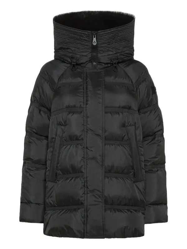 Peuterey Hooded Down Puffer Jacket With Detachable Fox Fur Trim - Black