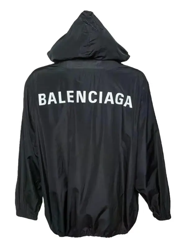 Balenciaga Logo-print Hooded Jacket - Black