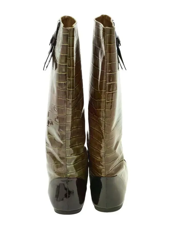 Marc Jacobs Croc-embossed Patent Leather Boots - Green