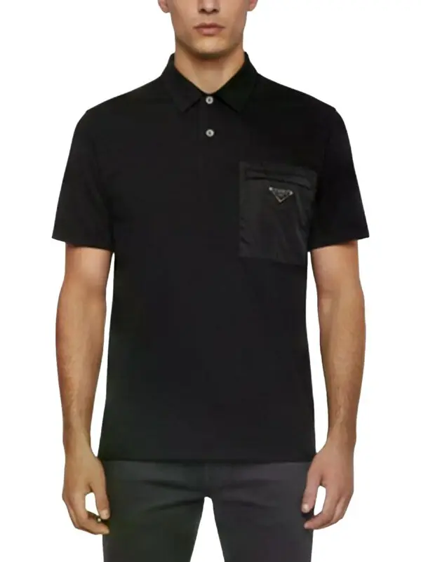Prada Re-nylon Patch Pocket Polo Shirt - Black