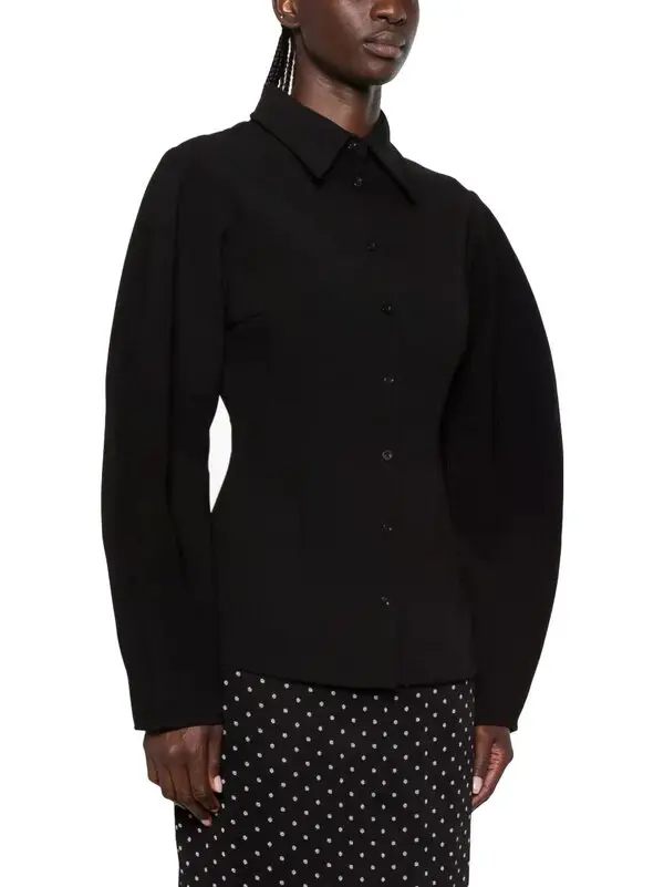 ROTATE BY BIRGER CHRISTENSEN Fitted Puff-sleeve Shirt - Black
