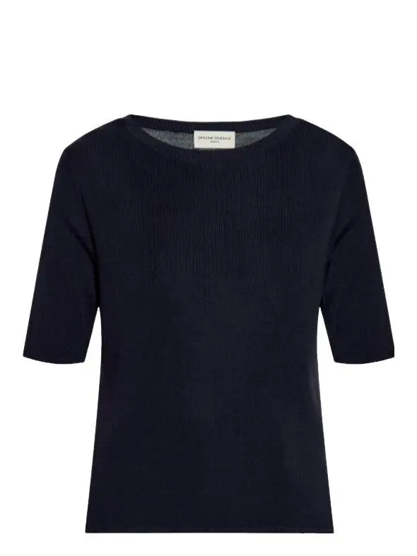 Officine Générale Ribbed Neckline T-shirt - Black