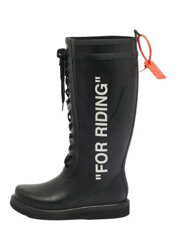 Off-White Quote Motif Lace-up Boots - Black