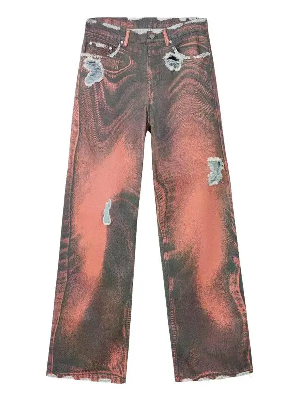 Camper Distressed Denim Jeans - Red