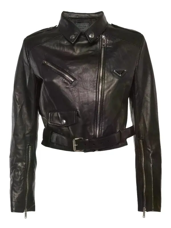 Prada Belted Biker Jacket - Black