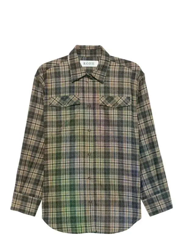 RÓHE Checked Overshirt - Brown