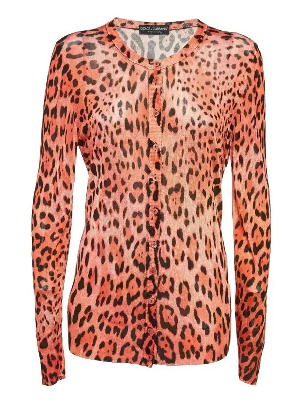 Dolce & Gabbana Leopard-print Knit Cardigan - Orange