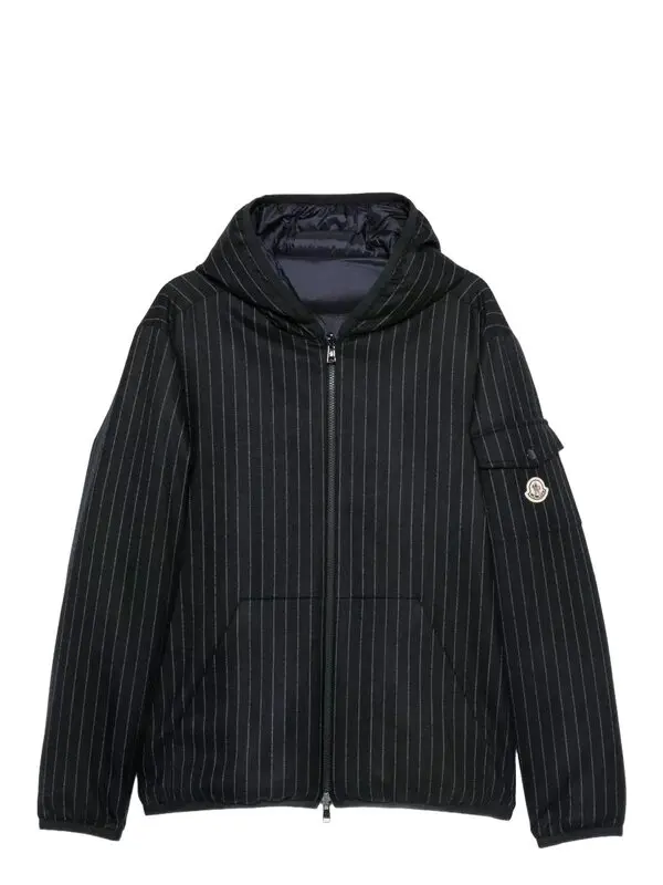 Moncler Pinstripe Hooded Jacket - Blue